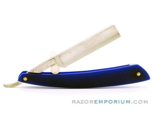 5/8" Vintage Straight Razor w/ Blue Acrylic Scale – Razor Emporium