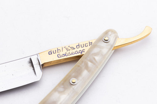 5/8" Dubl Duck Pearlduck Goldedge & Gold Inlay Celluloid Scales Straig ...