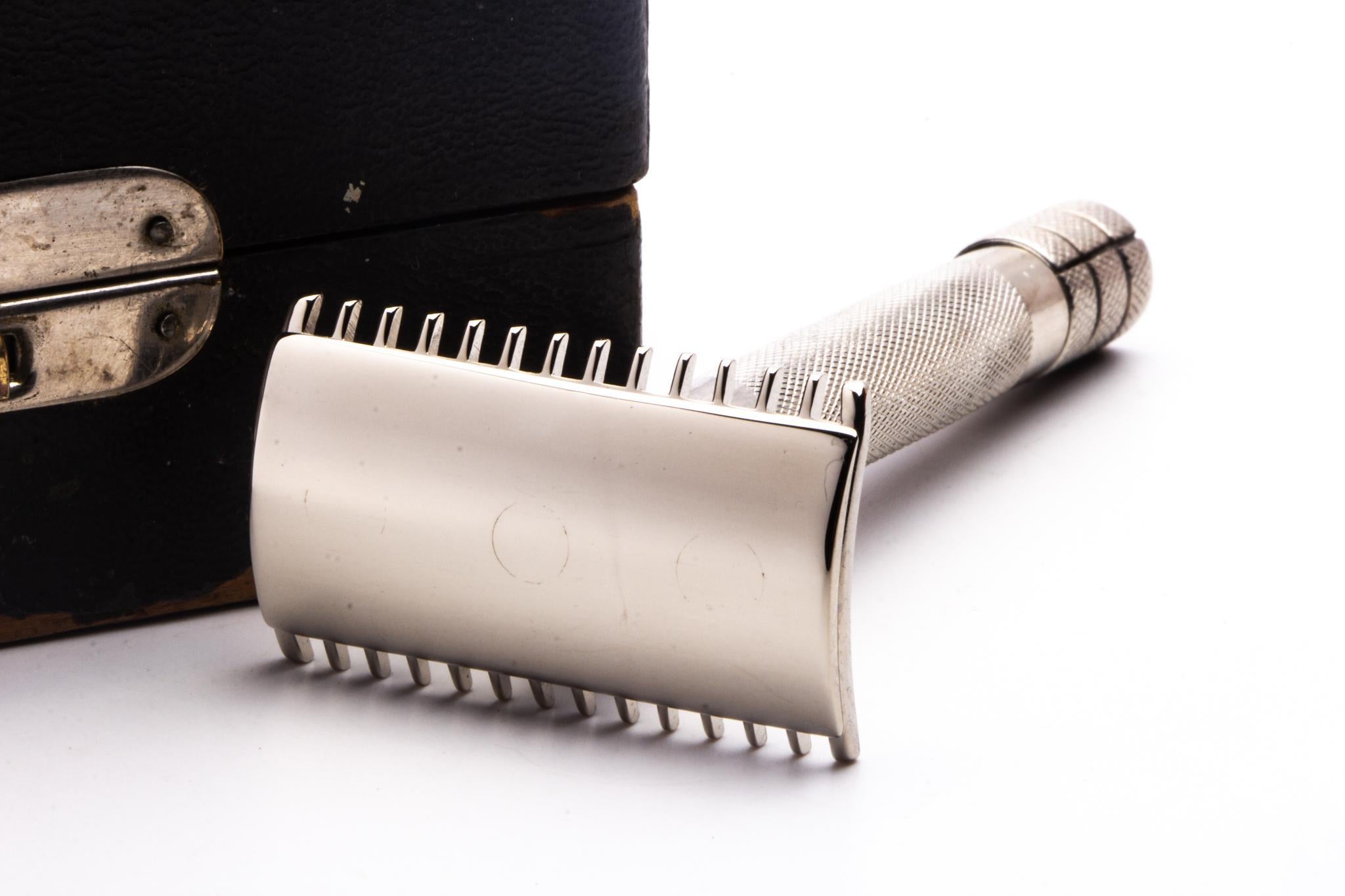 1907 Gillette Double Ring Old Type Safety Razor Set | Factory Nickel R ...