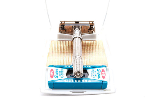 1962 H2 Gillette Slim Adjustable Double Edge Safety Razor Set with Cas ...