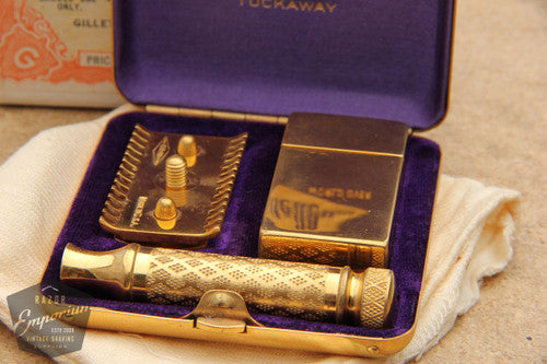 Gillette 1920's New Improved Gold Tuckaway Style Travel DE Safety Razo ...