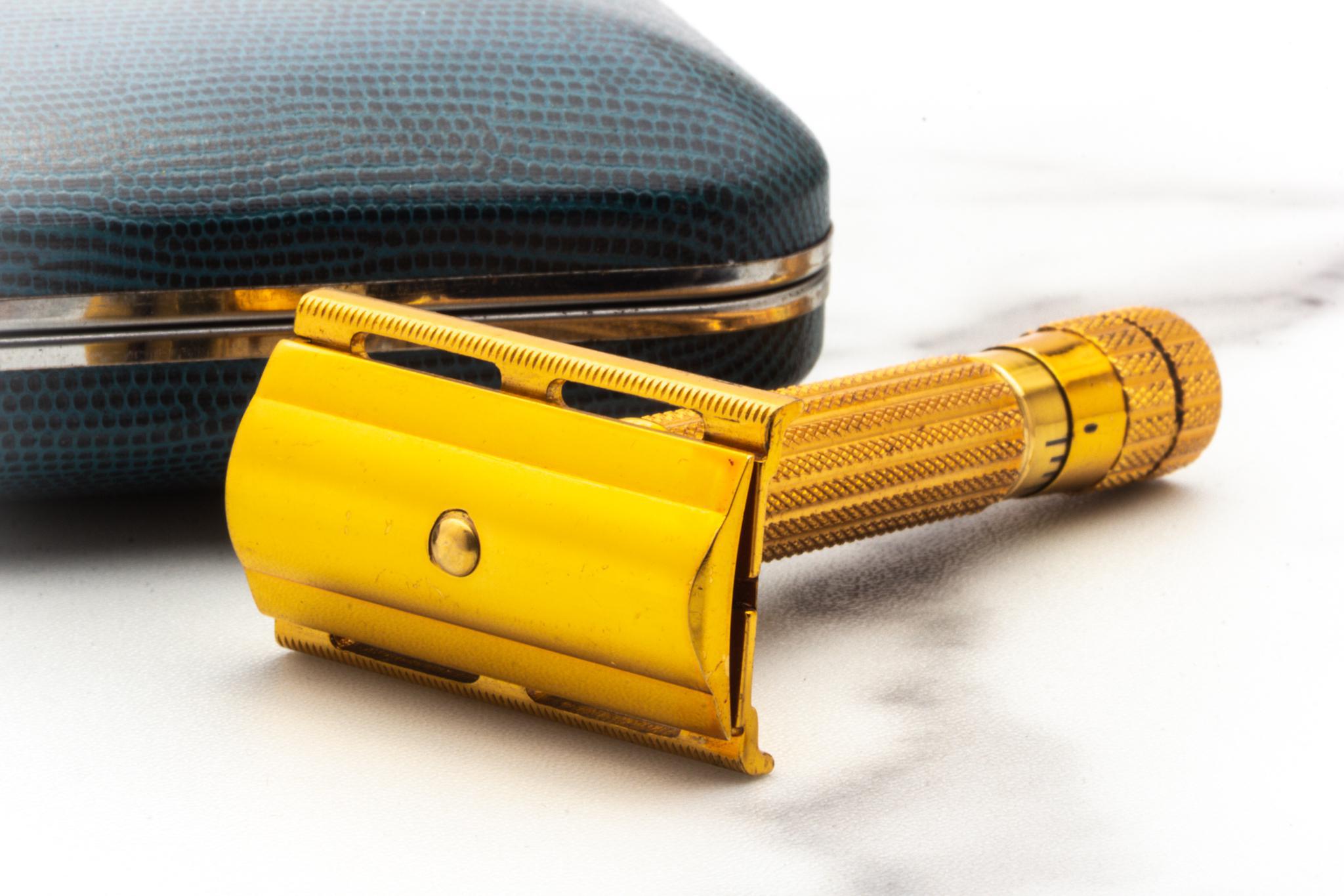 1947 Gillette Gold Techmatic Double Edge Safety Razor Set | Original C ...