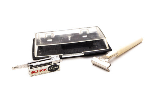 1960's Schick Injector Cream Handle Safety Razor Set | Original Condit ...