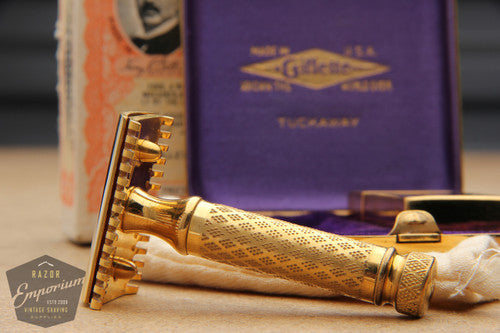 Gillette 1920's New Improved Gold Tuckaway Style Travel DE Safety Razo ...