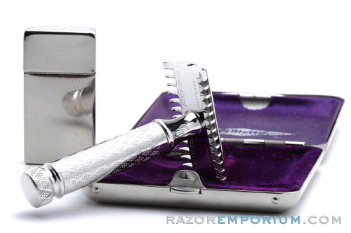 1930's Gillette NEW Deluxe Norfolk Tuckaway DE Safety Razor Set | Reva ...