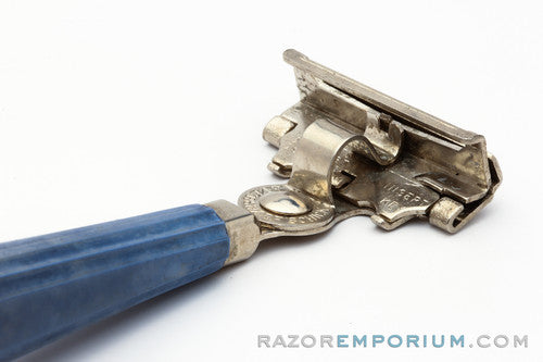 1950's Schick Eversharp Silver Injector Razor Blue Bakelite Handle ...