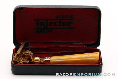 1940's Schick Gold SE Injector Bakelite Handle Set - Black Case – Razor ...