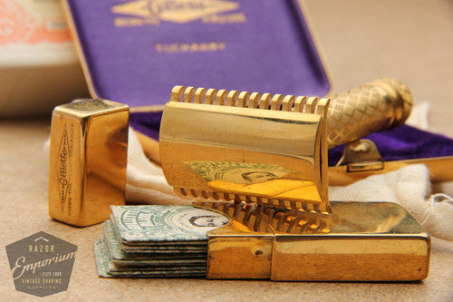 Gillette 1920's New Improved Gold Tuckaway Style Travel DE Safety Razo ...