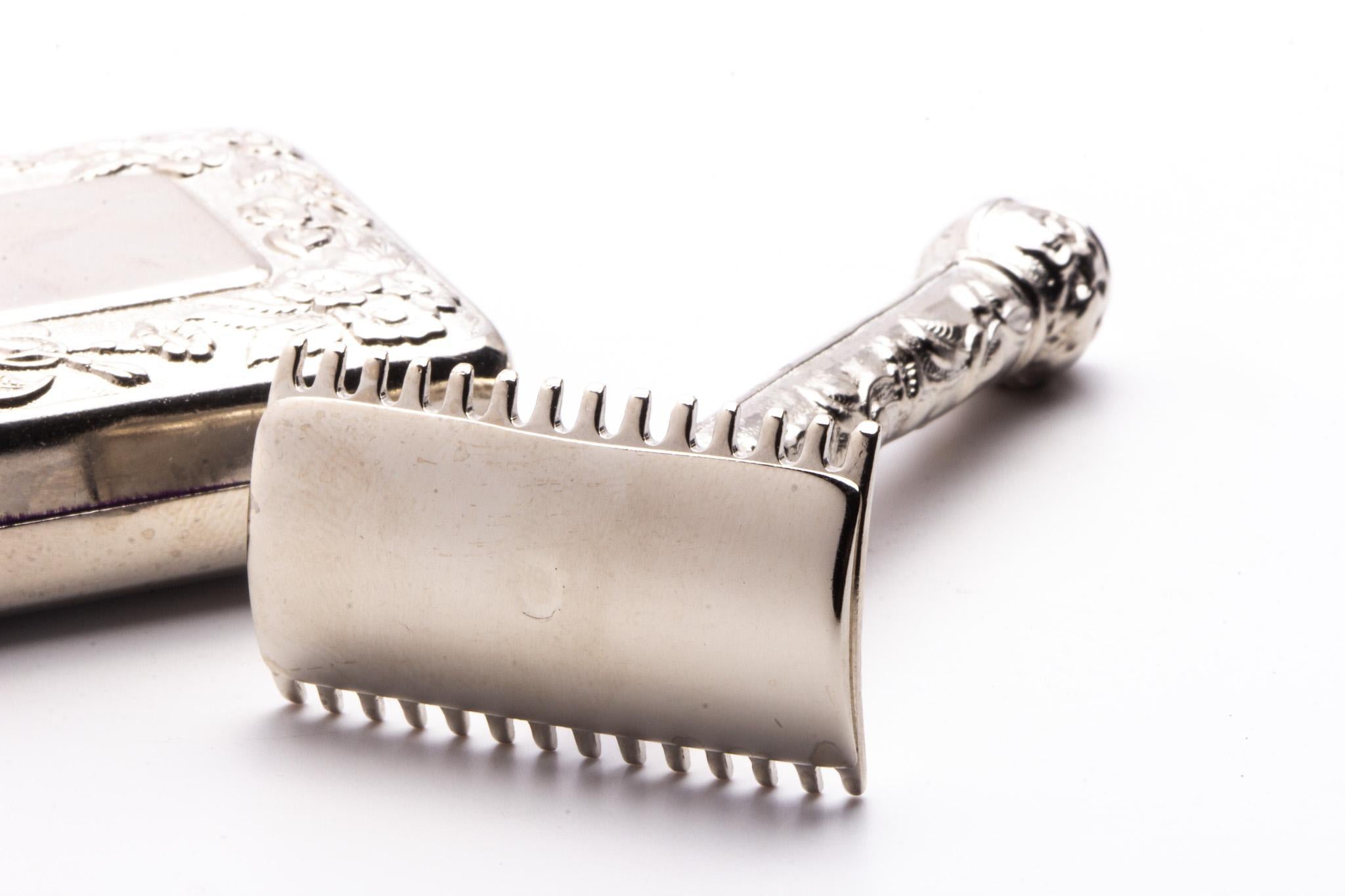 1909 Gillette OLD Type ABC Pocket Edition Floral Handle Double Edge Ra ...