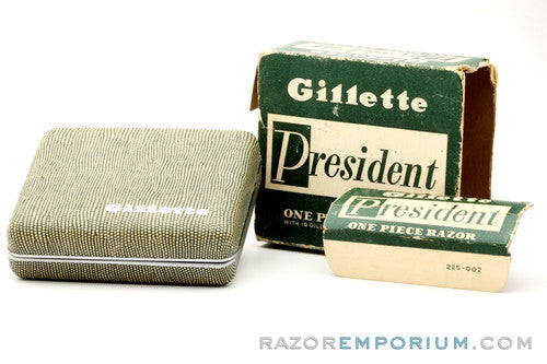 1953 Y3 Gillette President DE Safety Razor Set w/ Case & Blades in Ori ...