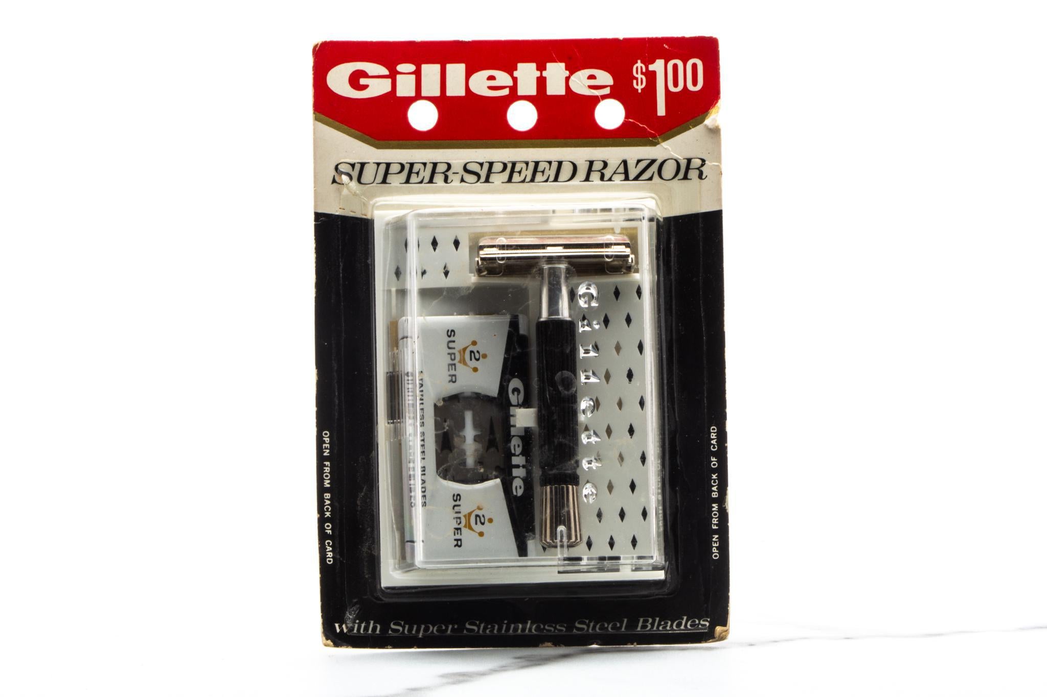 Gillette Black Handle Flare Tip Double Edge Safety Razor Set | New Old ...