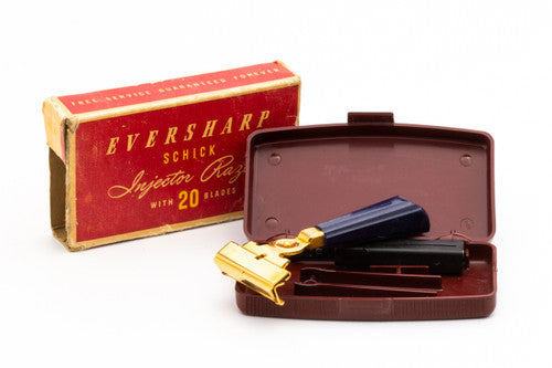 1950's Eversharp Schick Gold Injector with Navy Bakelite Handle – Razor ...