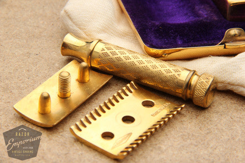 Gillette 1920's New Improved Gold Tuckaway Style Travel DE Safety Razo ...